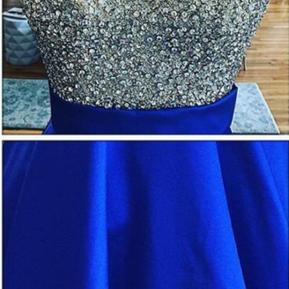 Halter Royal Blue Long Prom Dress With Beaded Bodice on Luulla