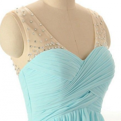 Simple Light Blue Chiffon Long Prom Dresses , Long Prom Dresses ...