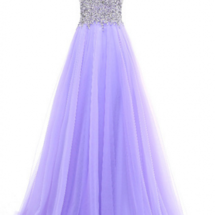 Tulle Beading Long Evening Dresses Closed Back Bride Banquet Elegant ...