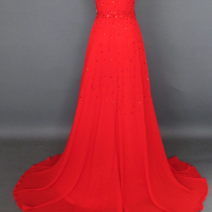 Red Chiffon Prom Dresses Simple Evening Dress on Luulla