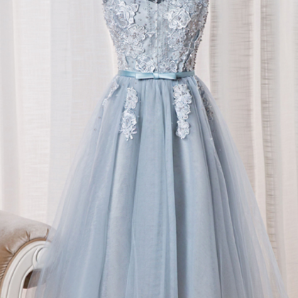 A-line Scoop Neck Appliques Lace Lace-up Party Homecoming Dresses on Luulla