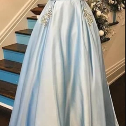 Strapless A-line Simple Stain Prom Dresses With Beading Pocket on Luulla