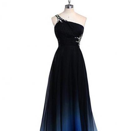 Women's Gradient Color Prom Dresses Chiffon Beaded Evening Gown Long ...
