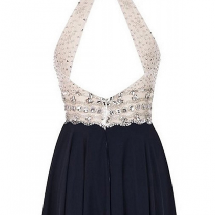 Crystal High Neck Key Hole Tulle Prom Dress, Crystal Beaded Belt Black ...