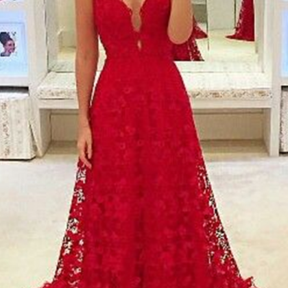Red Prom Dresses,charming Evening Dress,prom Gowns,lace Prom Dresses ...