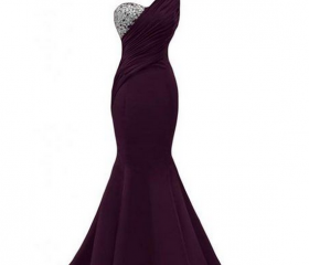 Prom Gown,grape Prom Dresses,one Shoulder Evening Gowns,simple Formal ...