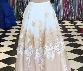 Two Tone Prom Dresses, Two Piece Prom Dress, Lace Applique Prom Dress ...