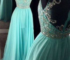 Charm Prom Dress, Illusion Neckline Prom Dress, Exquisite Beading Prom ...