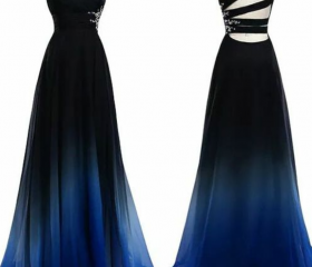 Charming Prom Dress,one-shoulder Prom Dress,gradient Color Prom Dress ...