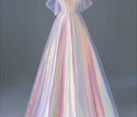Long Fluffy Custom Unique Party Dresses,backless Popular Handmade Prom ...