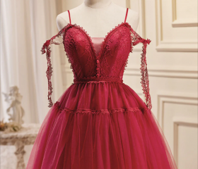 Long Fluffy Custom Unique Party Dresses,backless Popular Handmade Prom ...
