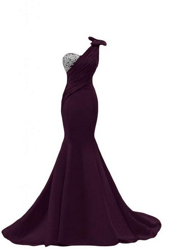 Prom Gown,grape Prom Dresses,one Shoulder Evening Gowns,simple Formal ...