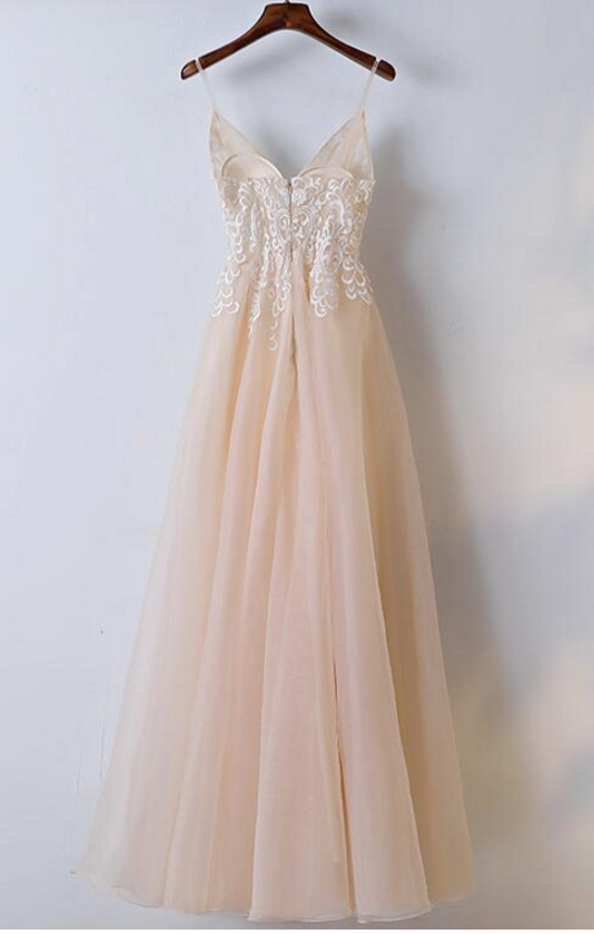 Spaghetti Straps Long Prom Dress With Lace on Luulla
