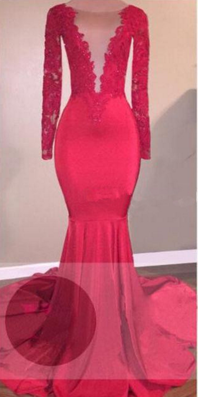 Mermaid Prom Dress With Long Sleeves on Luulla