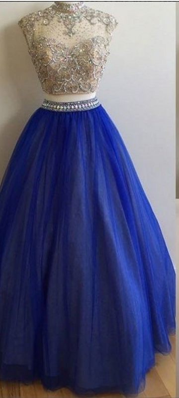 Royal Blue Two Piece Prom Dress on Luulla