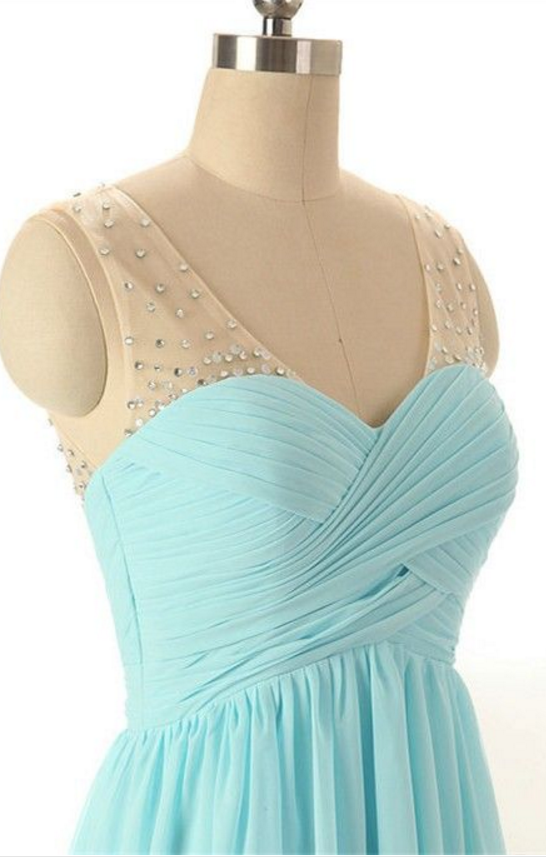 Simple Light Blue Chiffon Long Prom Dresses , Long Prom Dresses ...