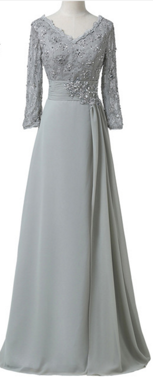 Long Gray Dress Elegant Formal Prom Dress Bridesmaid Dresses Evening ...