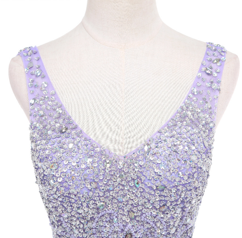 Tulle Beading Long Evening Dresses Closed Back Bride Banquet Elegant ...