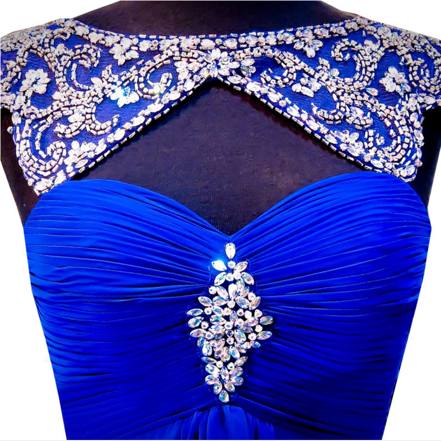 Gorgeous A-line Bead Crystal Women's Dress Royal Blue - Back Chiffon ...