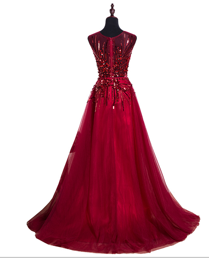 The Luxurious Beaded Crystal Sequined Evening Gown With The Length Of ...