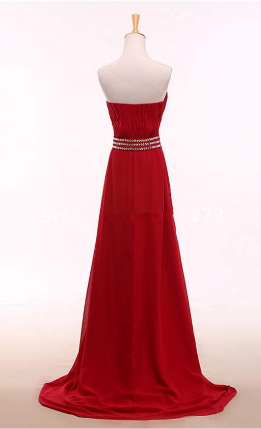 Elegant And Unique Dark Red Evening Gown With Crystal Evening Gown ...