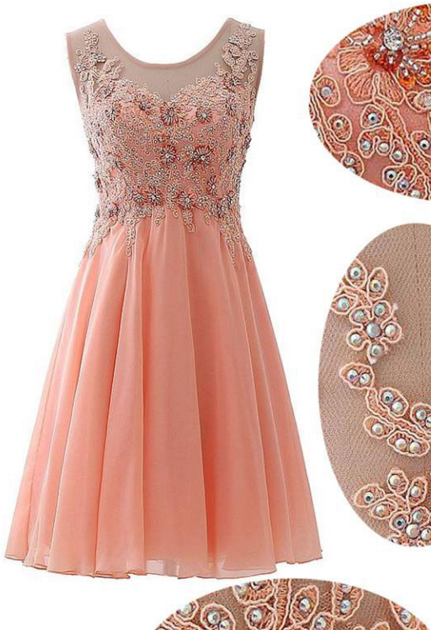 Homecoming Dresses Pink Princess A Line Applique Beautiful Home Dress ...