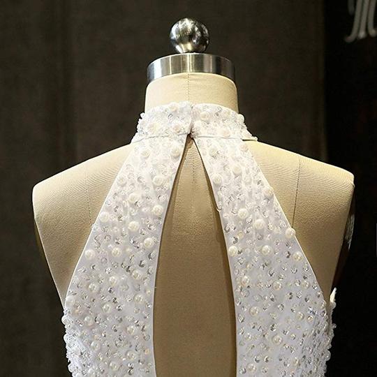 High Neck Sleeveless Open Back Homecoming Dresses Beaded Cocktail ...