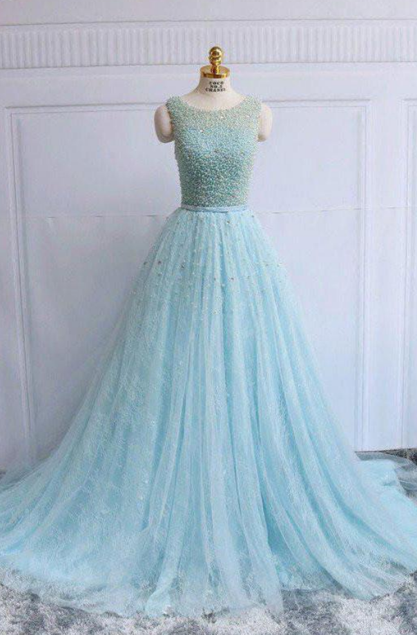 Bule Prom Dresses,party Dress,long Evening Dress,chiffon Party Dress on ...