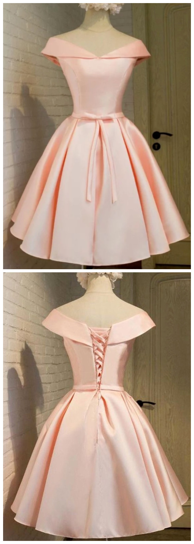 Ruby Outfit A Line Princess V-neck Sleeveless Satin Homecoming Dresses ...