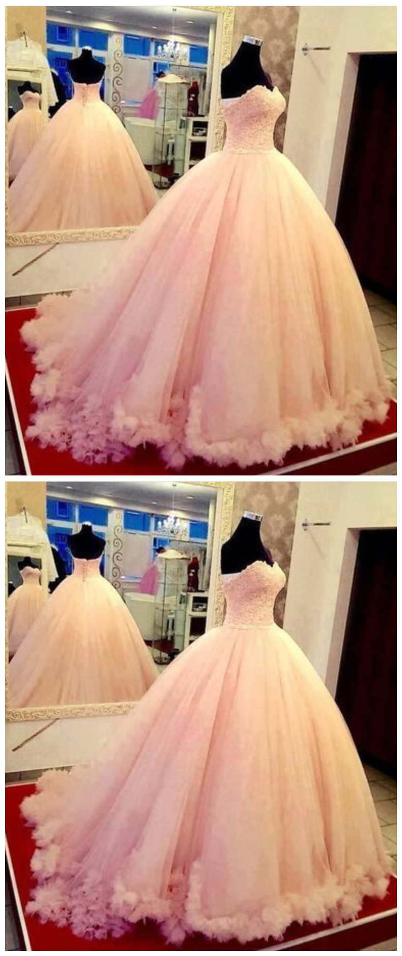 Ruby Outfit Princess Tulle Pink Ball Gown Prom Dress With Appliques ...