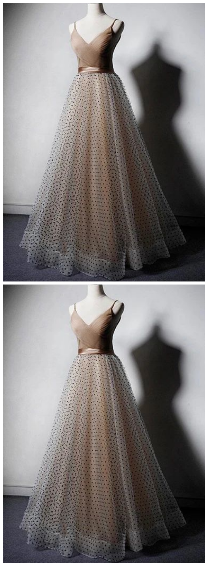 Elegant Tulle Straps V-neckline Party Dress, Long Prom Dress on Luulla