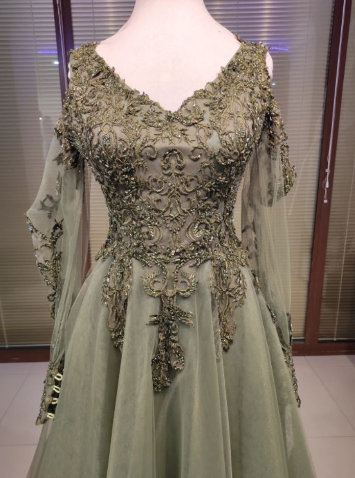 Custom Made Prom Dress Bridesmaid Green Color Evening Gown Engagement ...