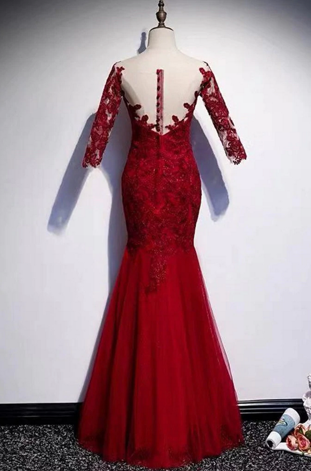 Prom Dresses,mermaid Lace Long Prom Dress, Mermaid Lace Formal Dress ...