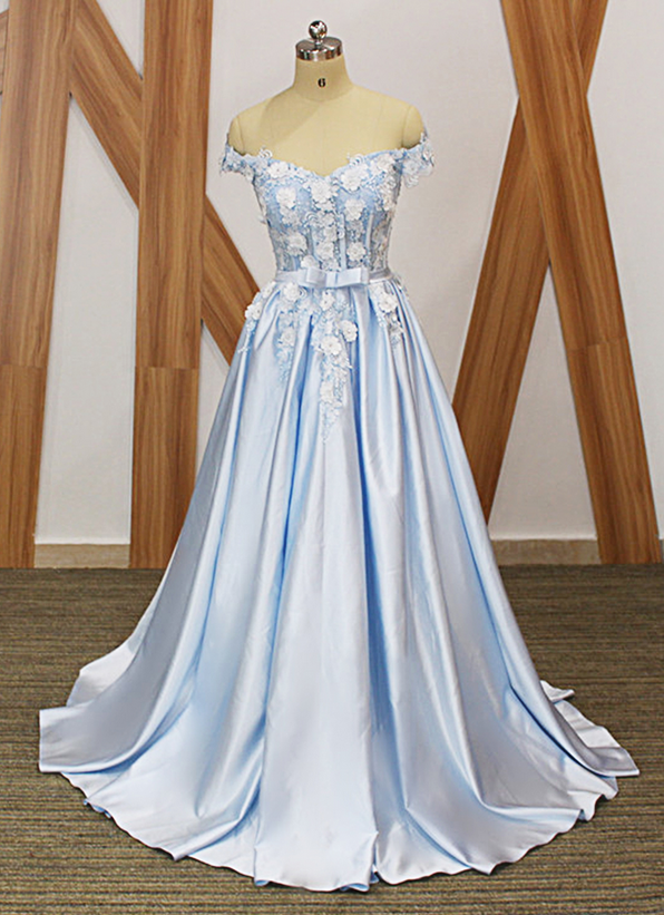 Elegant Party Dress, Satin Off Shoulder Long Sweetheart Senior Prom ...