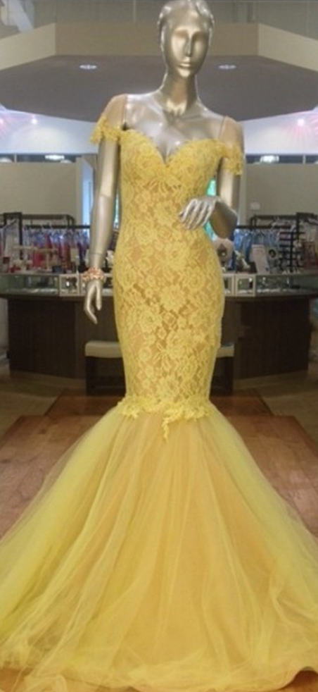 Prom Dress,modest Prom Dress,stunning Yellow Off The Shoulder Short ...