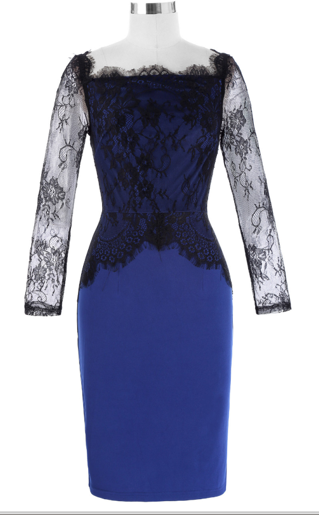 Lace Short Evening Dresses Long Sleeve Bodycon Prom Dress Robe De ...