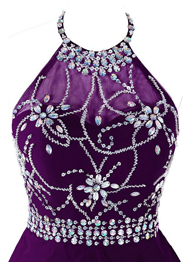 Short Beaded Prom Dress Halter Homecoming Dress Backless on Luulla