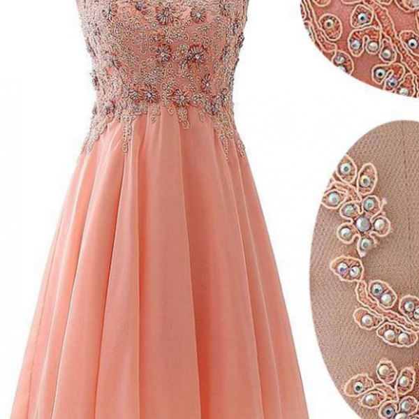Homecoming Dresses Pink Princess A Line Applique Beautiful Home Dress ...