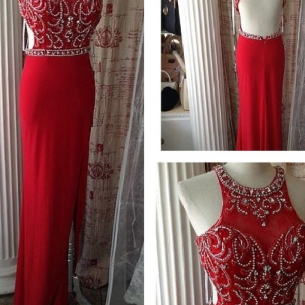 Red Prom Dresses,open Back , Sparkle Party Dresses,long Prom Gown,open ...