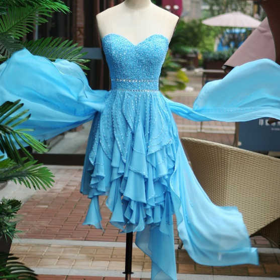 Blue Prom Dress,short Prom Dress,beaded Prom Dress,sweetheart Prom ...