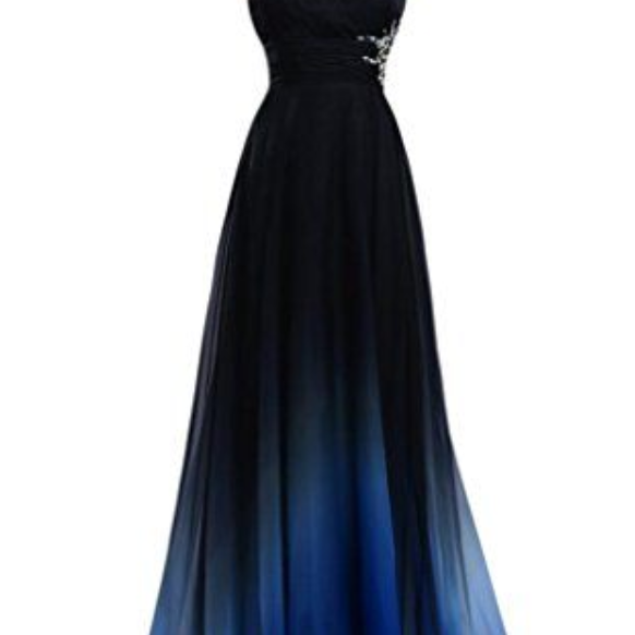 Audrey Bride Gradient Color Prom Evening Dress Beaded Ball Gown on Luulla