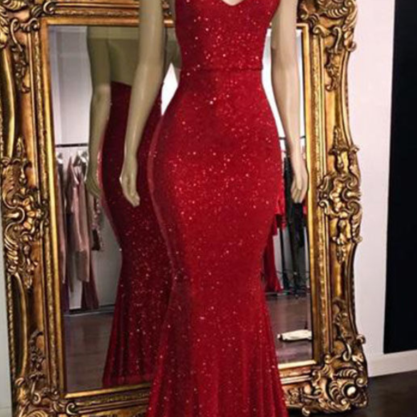 Sleeveless Spaghetti Straps Mermaid Prom Dress on Luulla