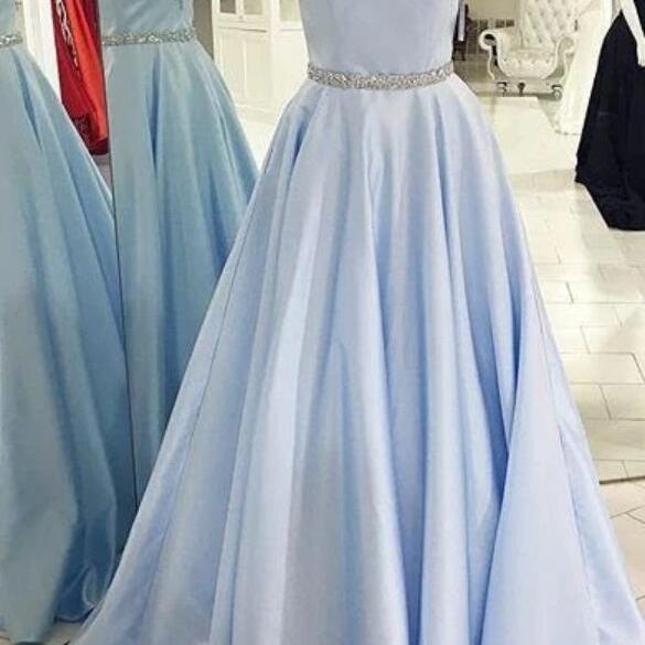 Pale Light Blue Prom Dress Ball Gown Prom Dress Long Disney Prom Dress ...