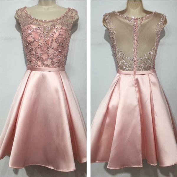 New Arrival Prom Dress,Modest Prom Dress,Elegant Lace Halter Pink ...