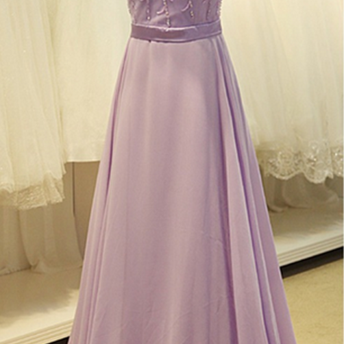 Prom Dress,modest Prom Dress,cap Sleeve Light Purple Long Chiffon Prom ...