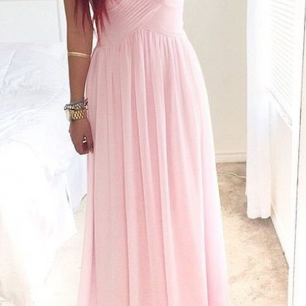 Sexy Prom Dress, Pretty Pink One-shoulder Simple Prom Dress , Prom ...