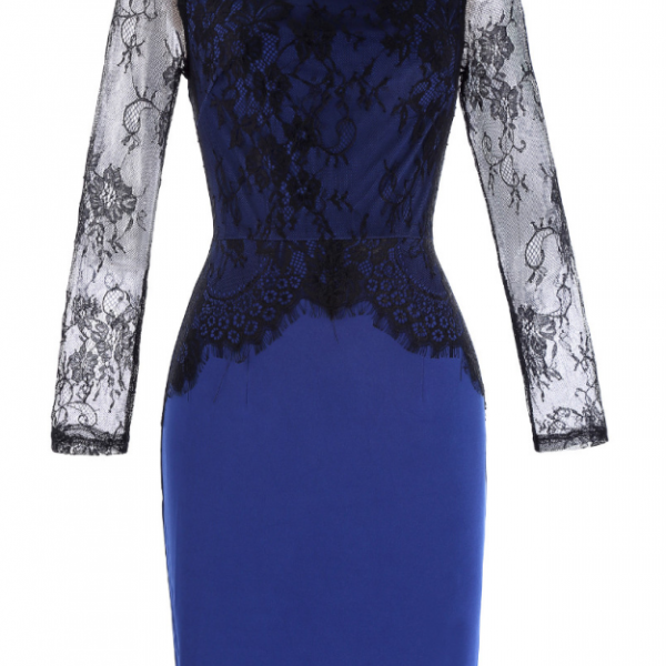 Lace Short Evening Dresses Long Sleeve Bodycon Prom Dress Robe De ...