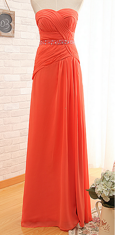 Prom Dress, Full Length Sweetheart Sexy Slit Prom Dresses,custom Made ...