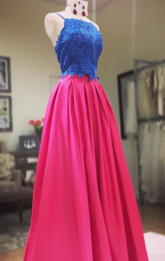 Two Pieces Prom Dresses, Spaghetti Straps Prom Dresses,floor Length ...