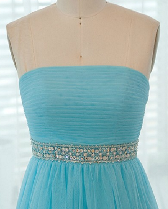 Strapless Long Blue Formal Occasion Dress With Pleated Bodice on Luulla